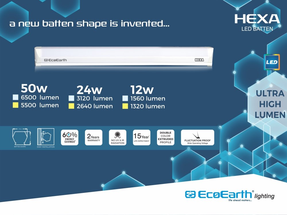 EcoEarth Hexa Led Tube Light, India’s First Hexagon-Shaped LED Tube Li