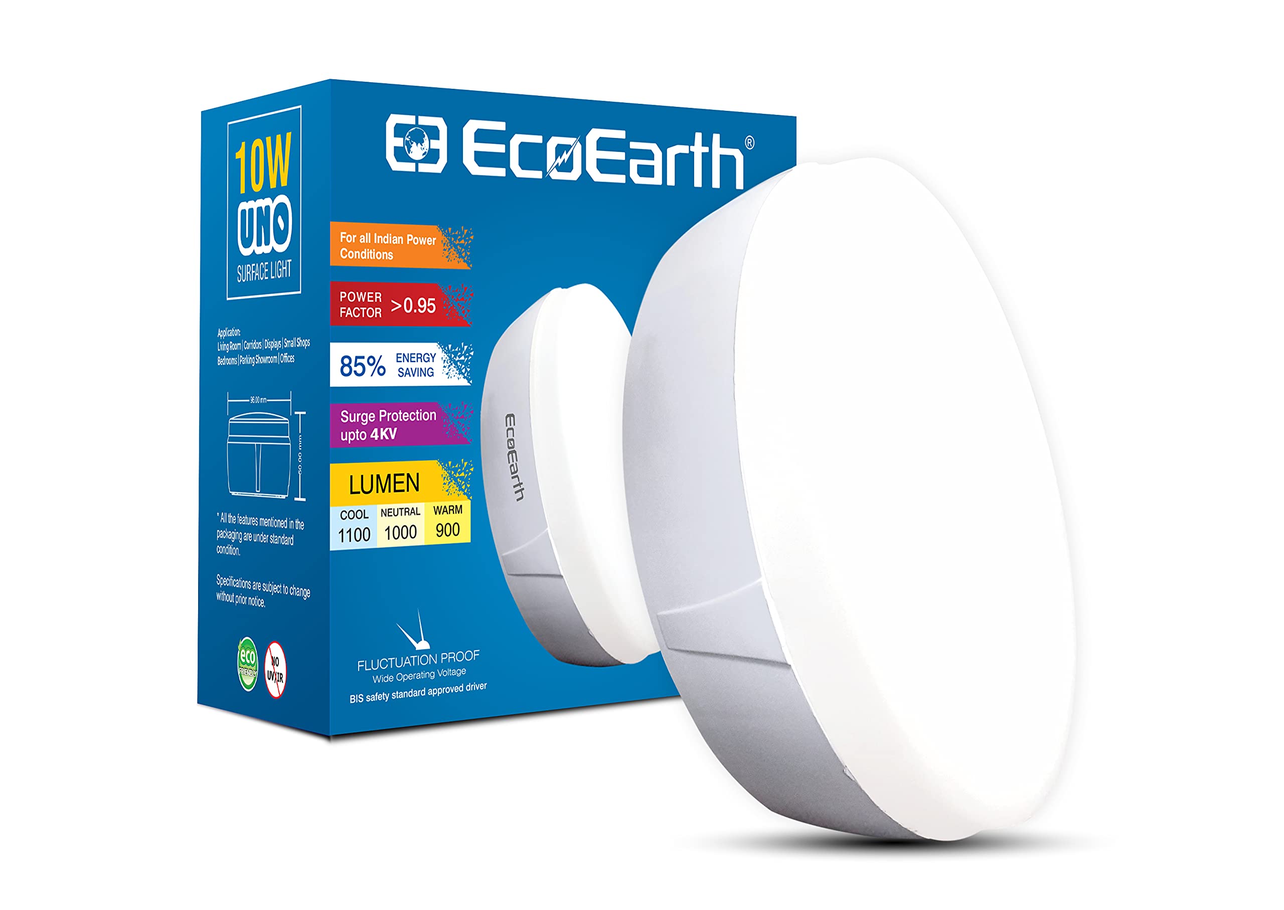 EcoEarth UNO LED Surface Light | Downlight | Pack of 2