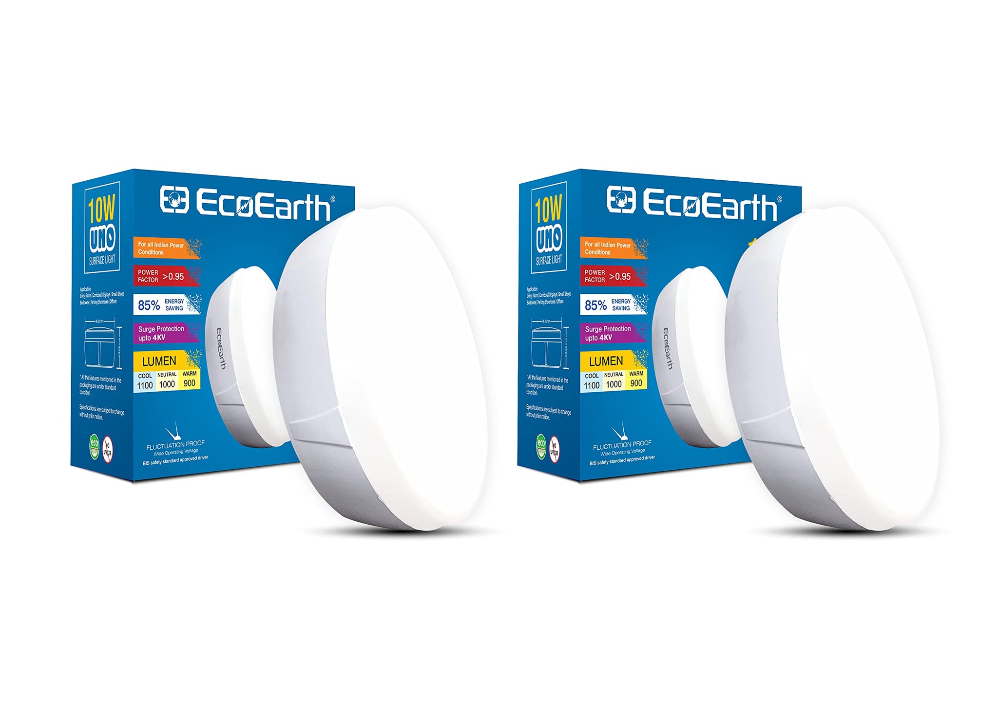 EcoEarth UNO LED Surface Light | Downlight | Pack of 2