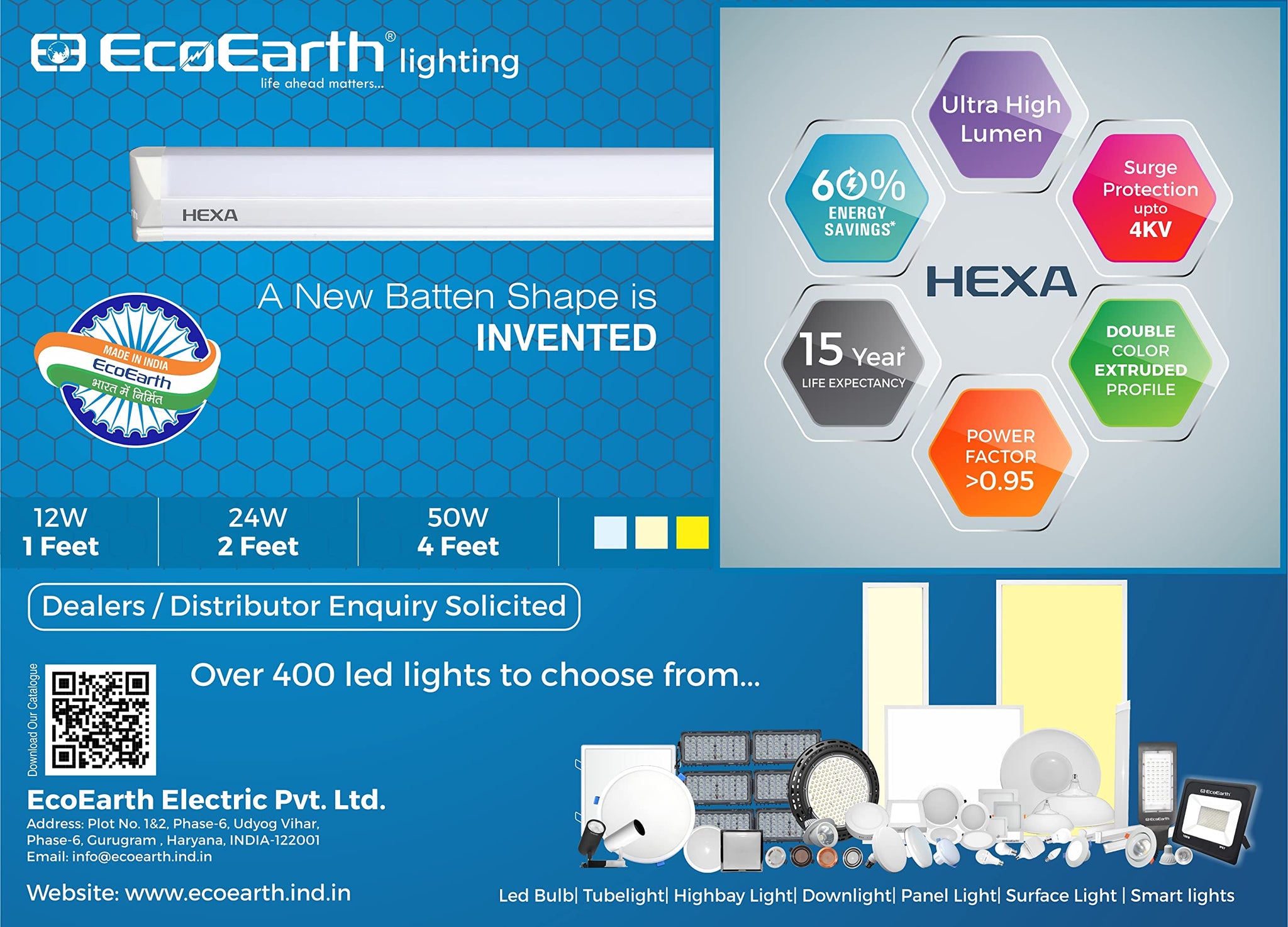 EcoEarth Hexa Led Wall Batten, India’s First Hexagon-Shaped LED Tube l