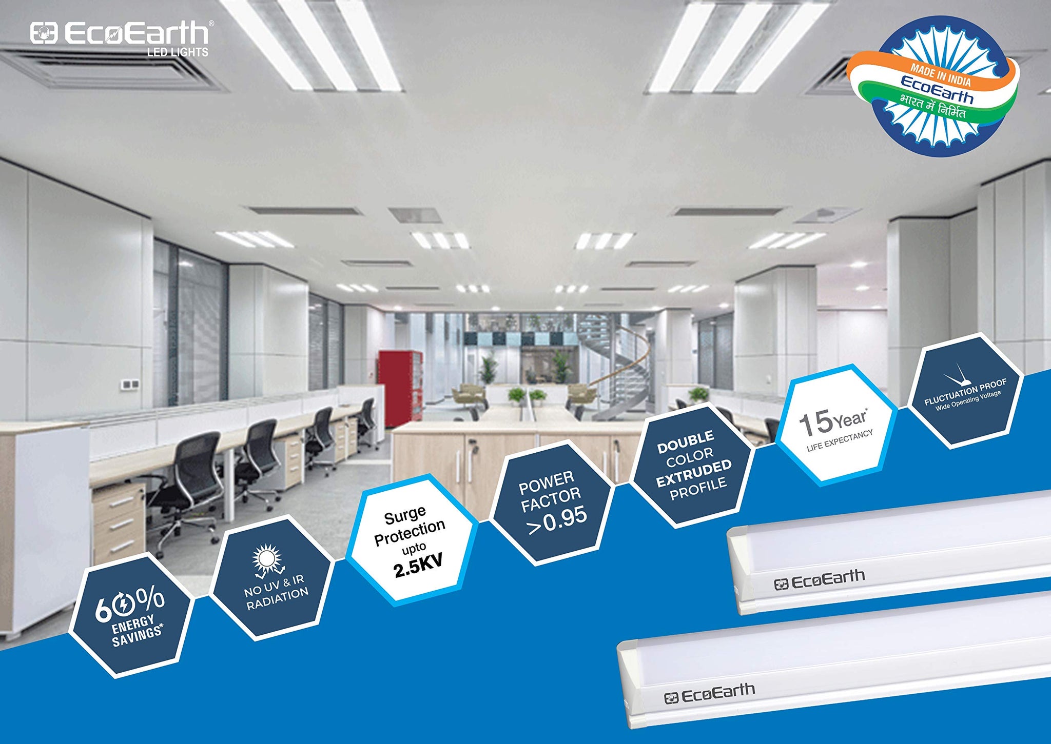 EcoEarth Hexa Led Tube Light, India’s First Hexagon-Shaped LED Tube Li