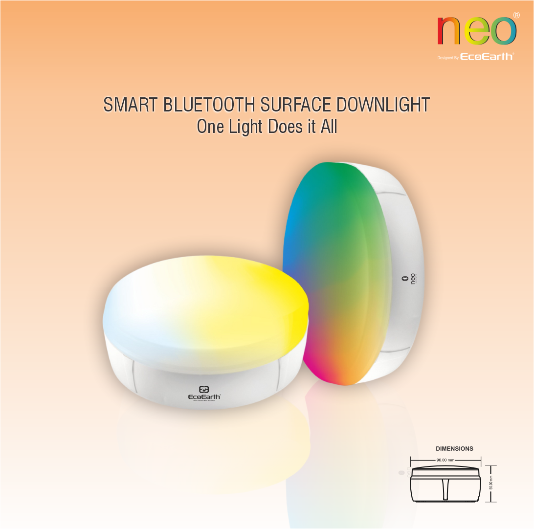 EcoEarth Neo Bluetooth Smart Surface Light | App & Remote Control Ligh